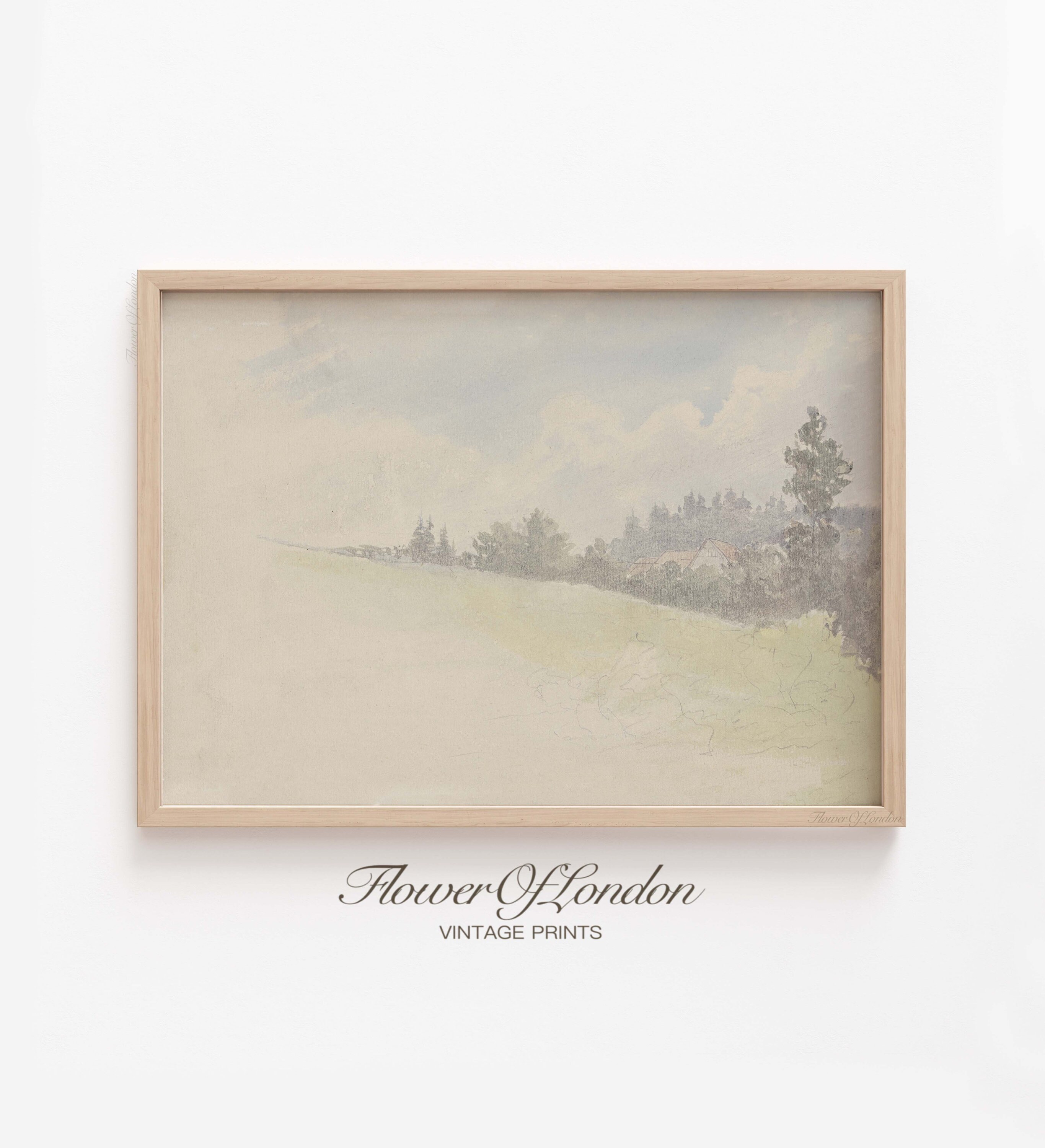 Vintage Countryside Landscape Print, INSTANT DOWNLOAD, Minimalist ...