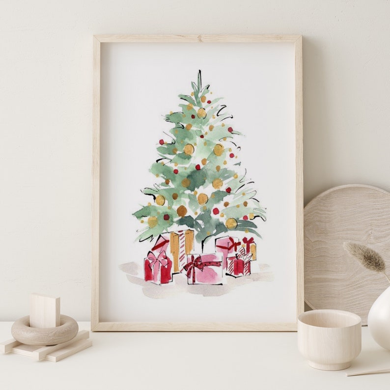 Watercolour Christmas Tree Print, INSTANT DOWNLOAD, High QUALITY File ...