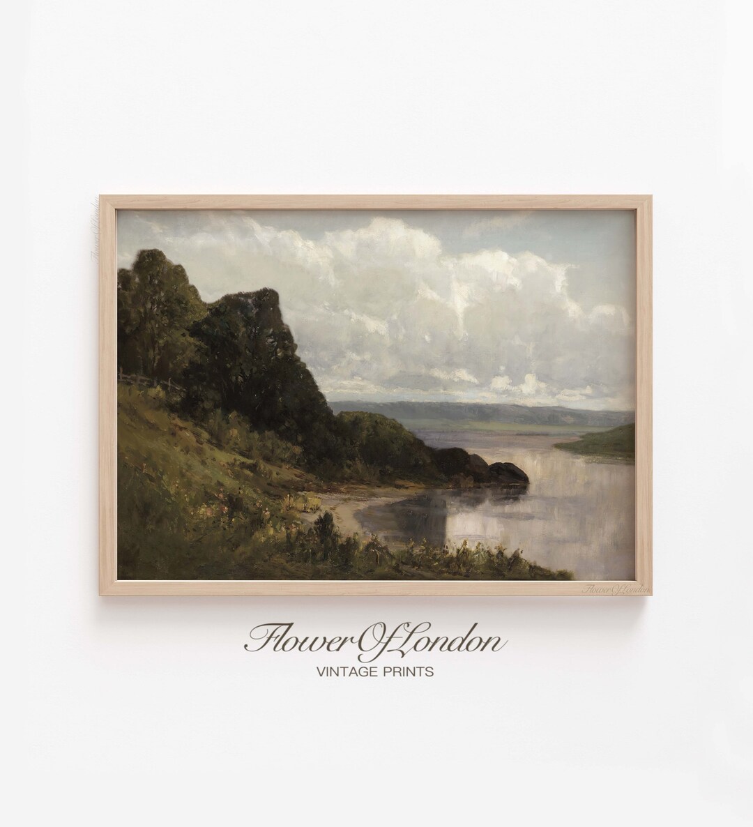 Moody Lake Print, INSTANT DOWNLOAD, Vintage Rustic Coastal Painting ...