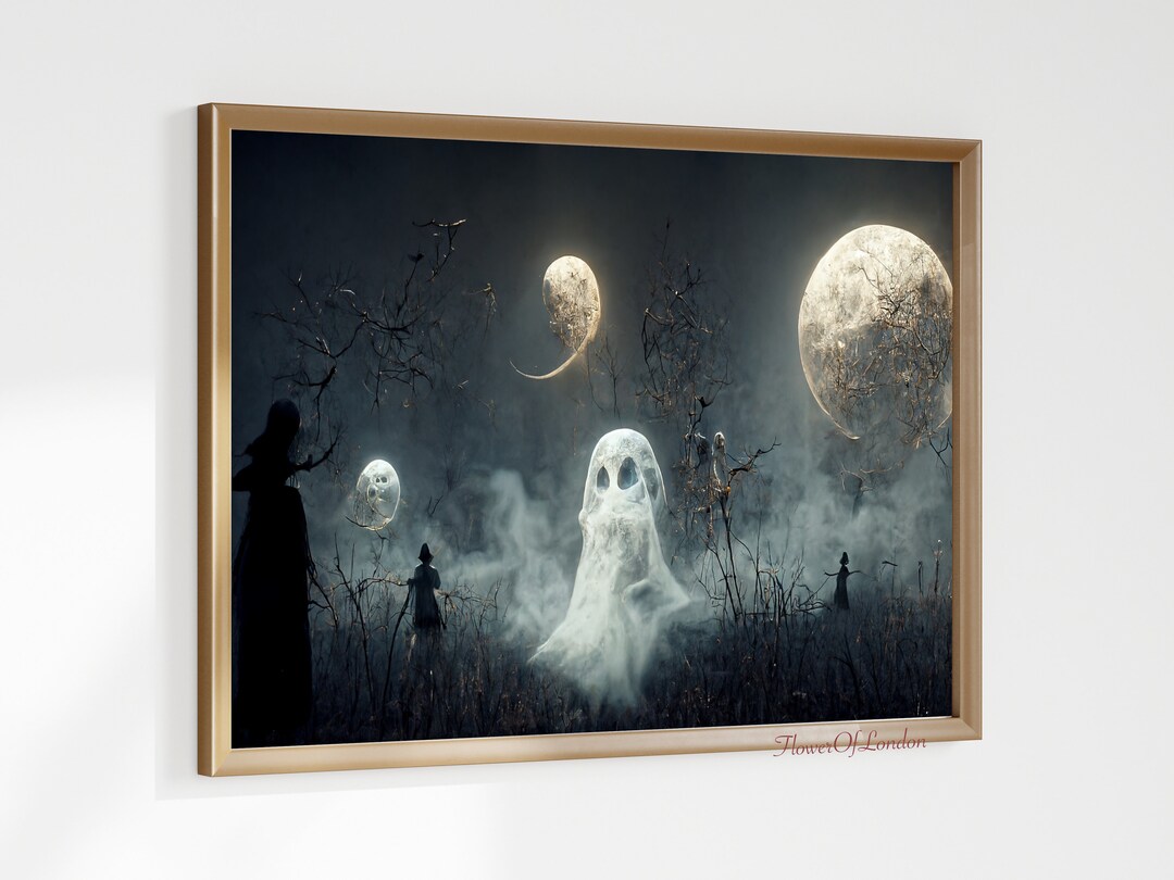 Ghost Print, Ghostly Demon Skull Face Halloween Print Poster Funny ...