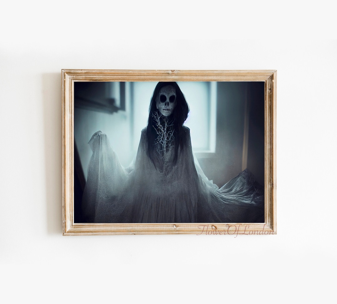 Ghost Print, INSTANT DOWNLOAD, Scary Ghost Skull Halloween Decor Poster ...