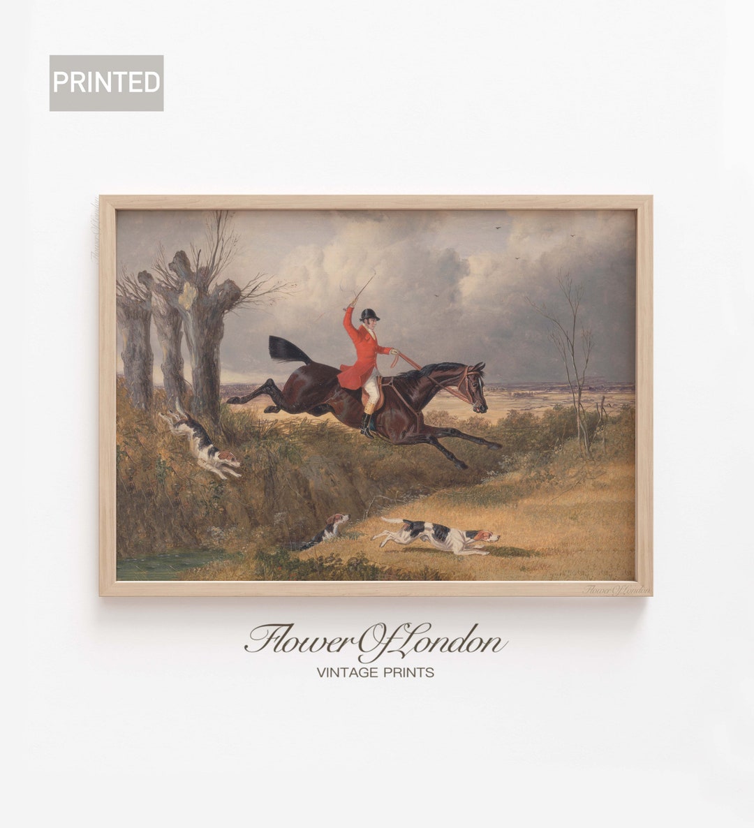 Vintage Fox Hunting Art Print, Minimalist Rustic Equestrian Hunter ...