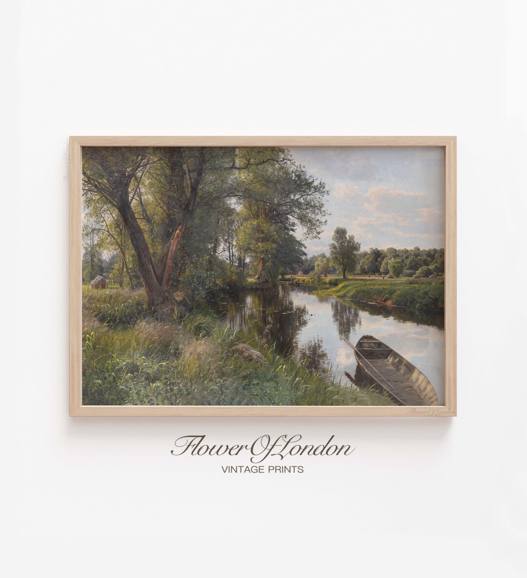 Lake Landscape Print, INSTANT DOWNLOAD, Rustic Vintage Summer Lake With ...