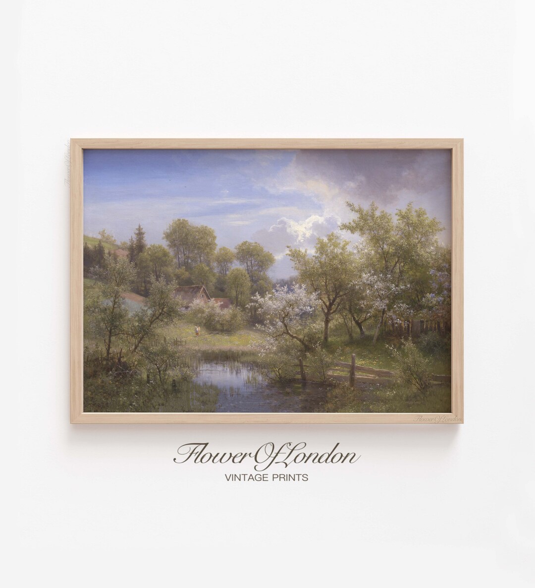 Spring Landscape Print, INSTANT DOWNLOAD, Vintage Spring Blooming Trees ...