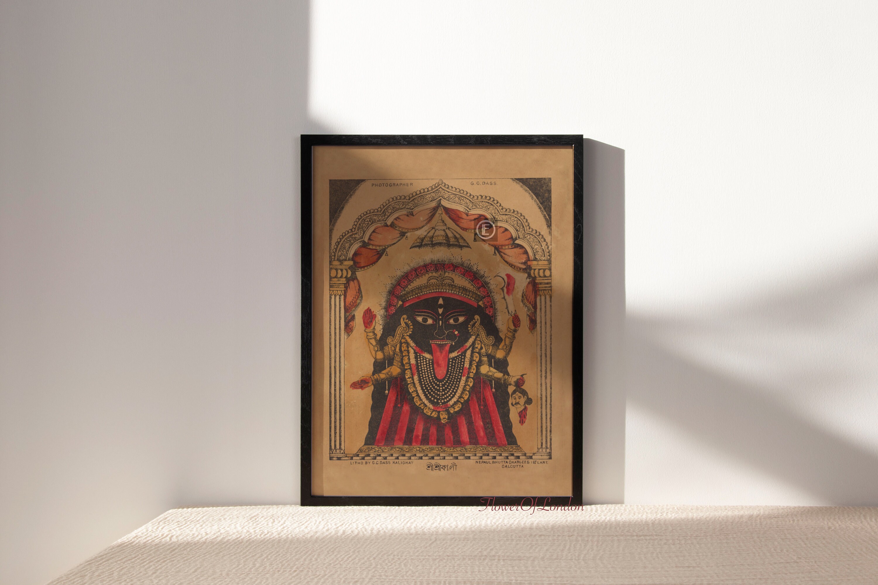 Sri Sri Kali Print, Hindu Goddess God Kali Vintage Painting Print ...