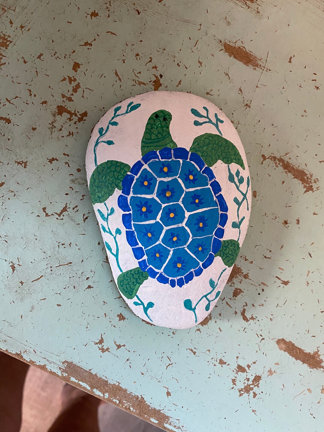 Hand Painted Rock Sea Turtle, Ocean, Nature, - Etsy