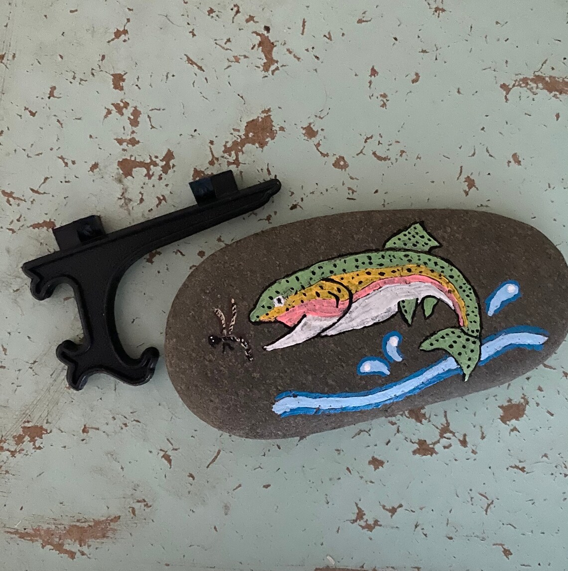 Hand Painted Rock Fish Salmon Trout Catching Bug | Etsy
