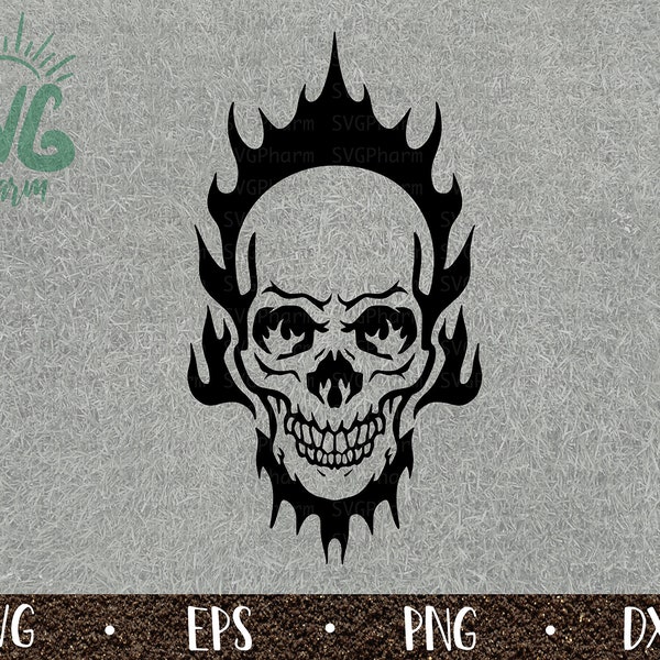 Flaming Skull Decal - Etsy
