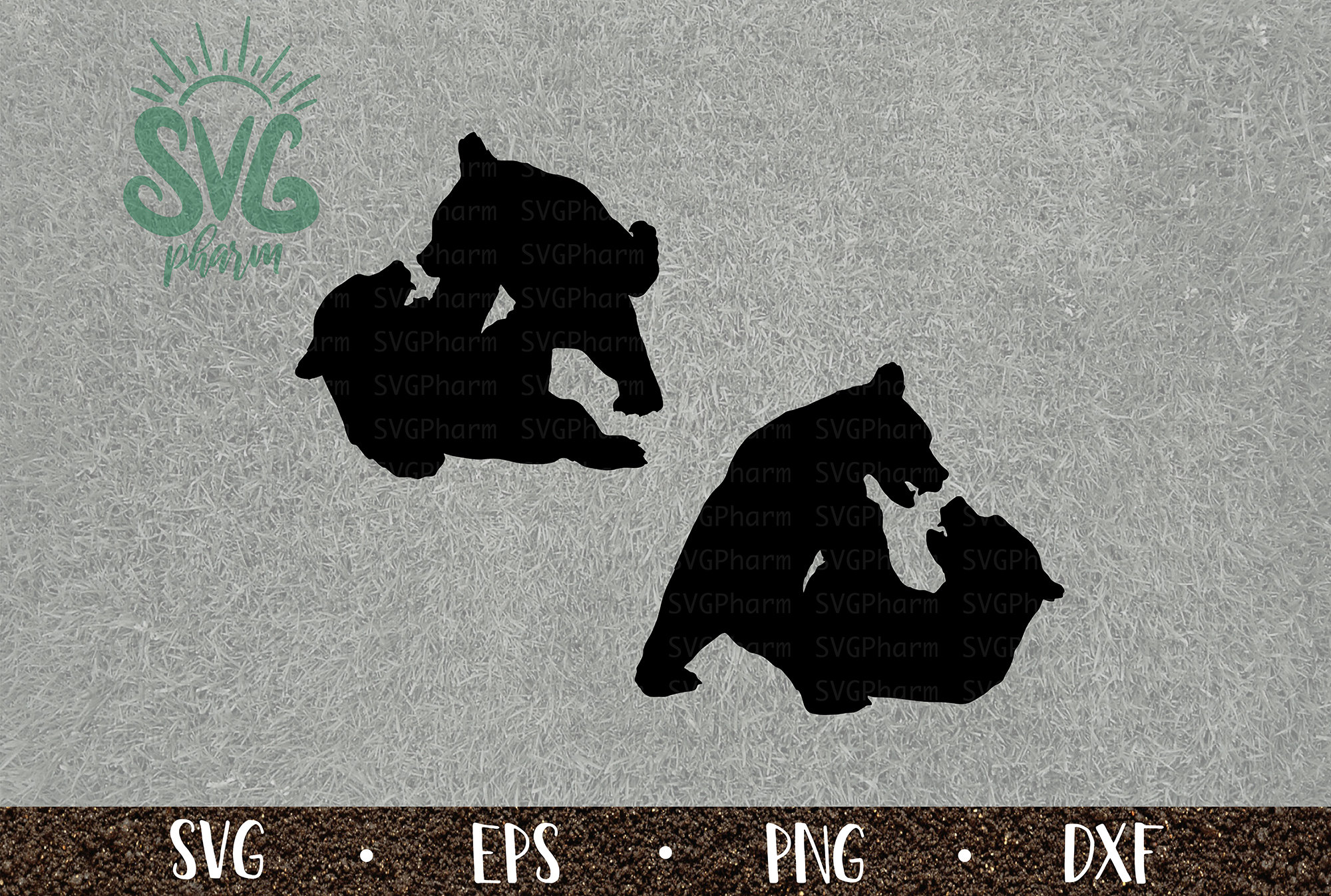 Two Play Fighting Bears SVG / Sibling Bears / Brother and Sister Bear ...