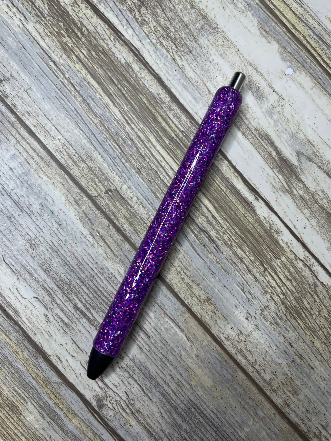 Purple Holographic Glitter Refillable Pen Personalized Pen Glitter Pen ...