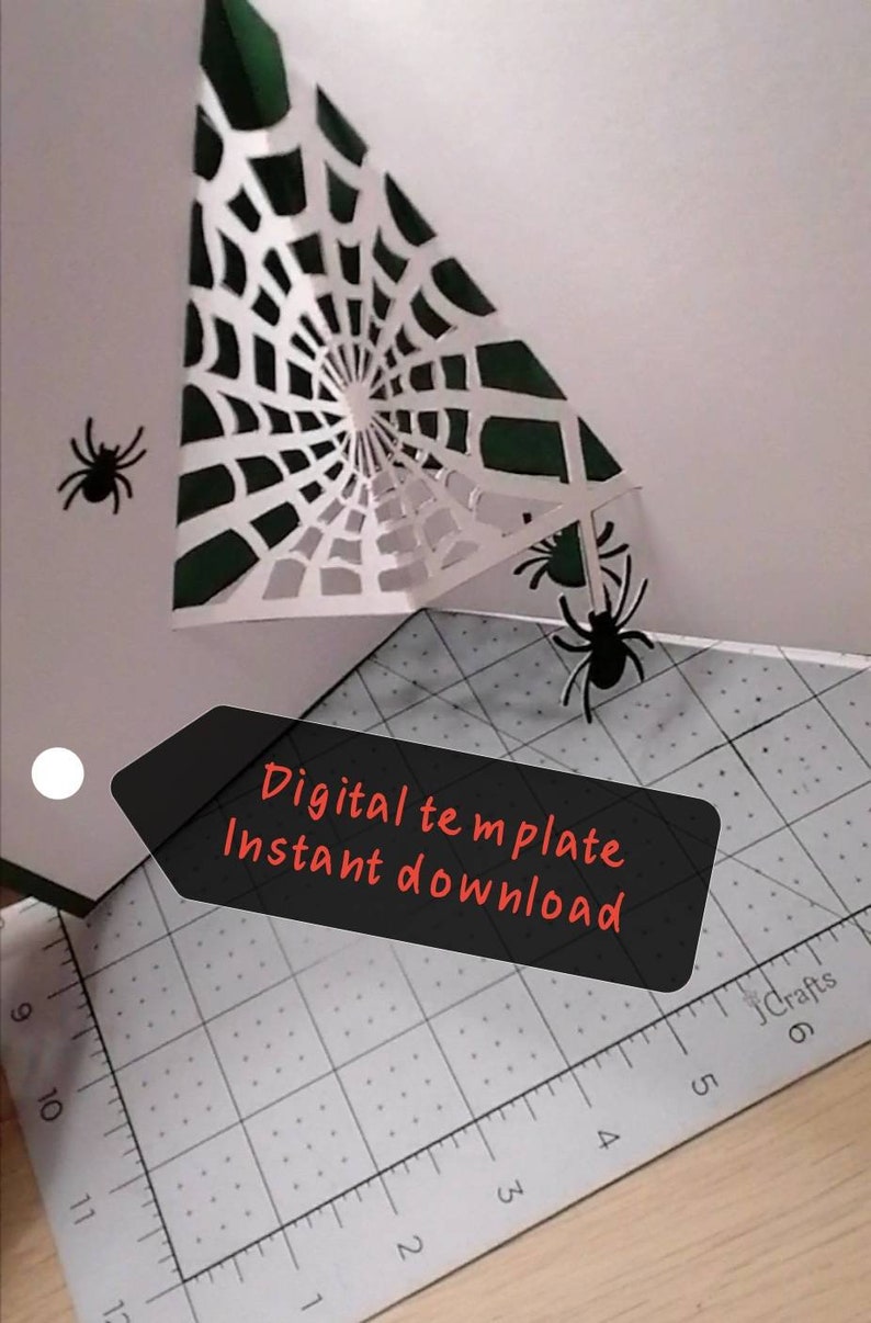 DIY 3D Spider Webs Pop up Halloween Card Template, Digital Popup Card ...