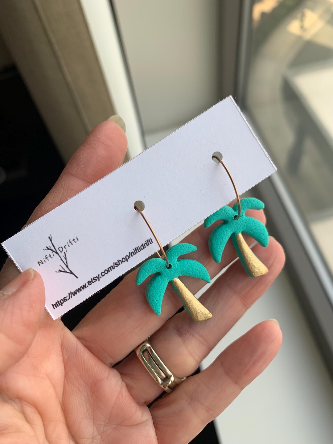 Palm Tree Rose Gold Hoop Earring - Etsy