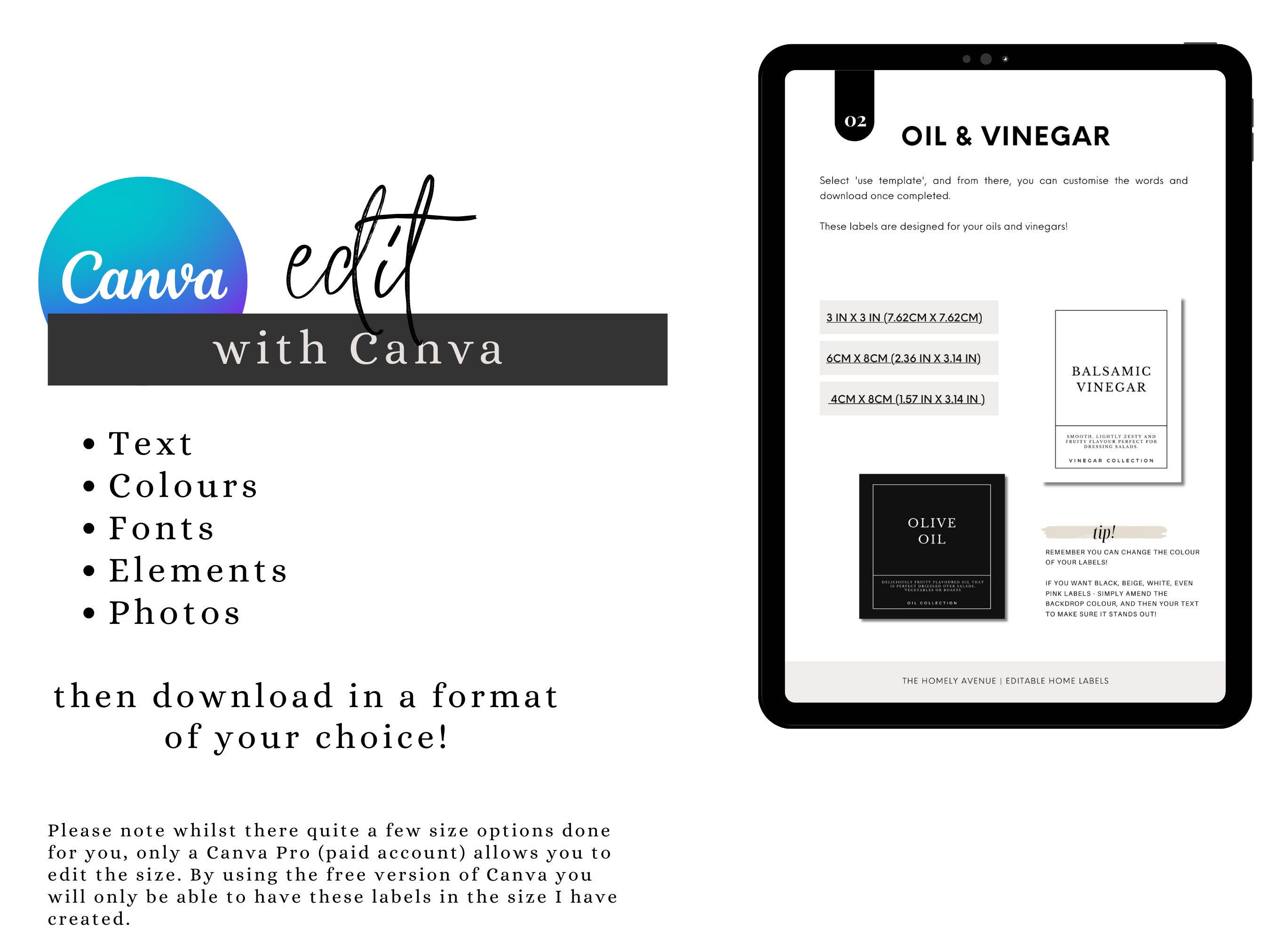 Oil & Vinegar Labels Template, Oil Labels, Vinegar Labels, Editable ...