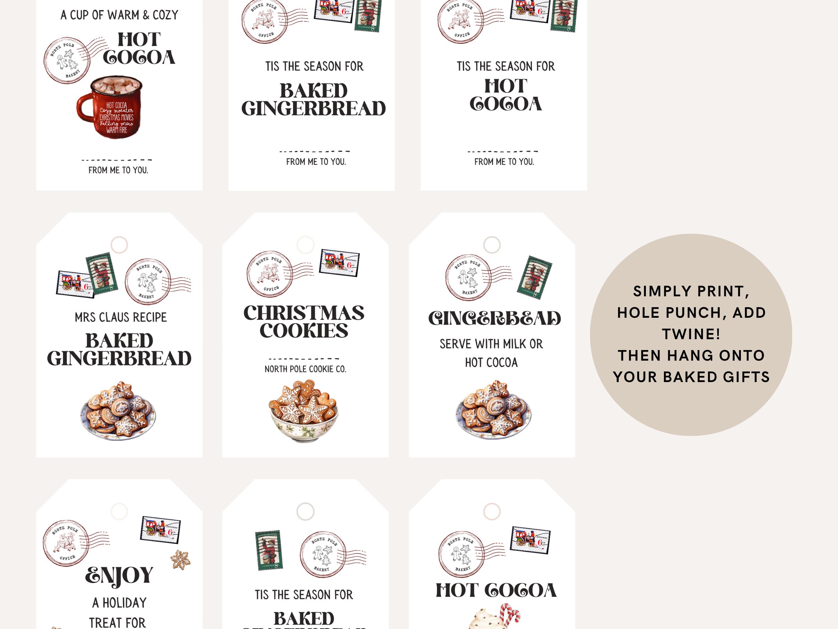Christmas Gift Tags, Gingerbread Gift Tags, Baked Goods Tag, Christmas ...