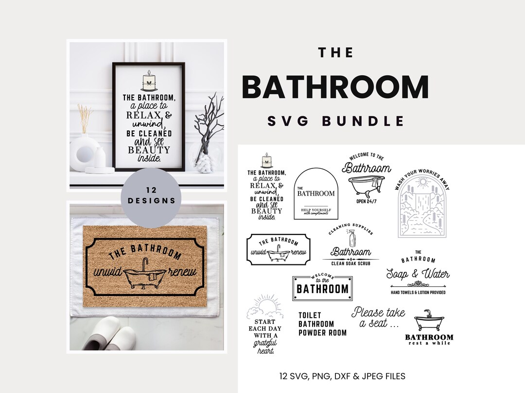 Bathroom Svg Files, Svg Cut File Bundle, Bathroom Cut Files, Home Svgs ...