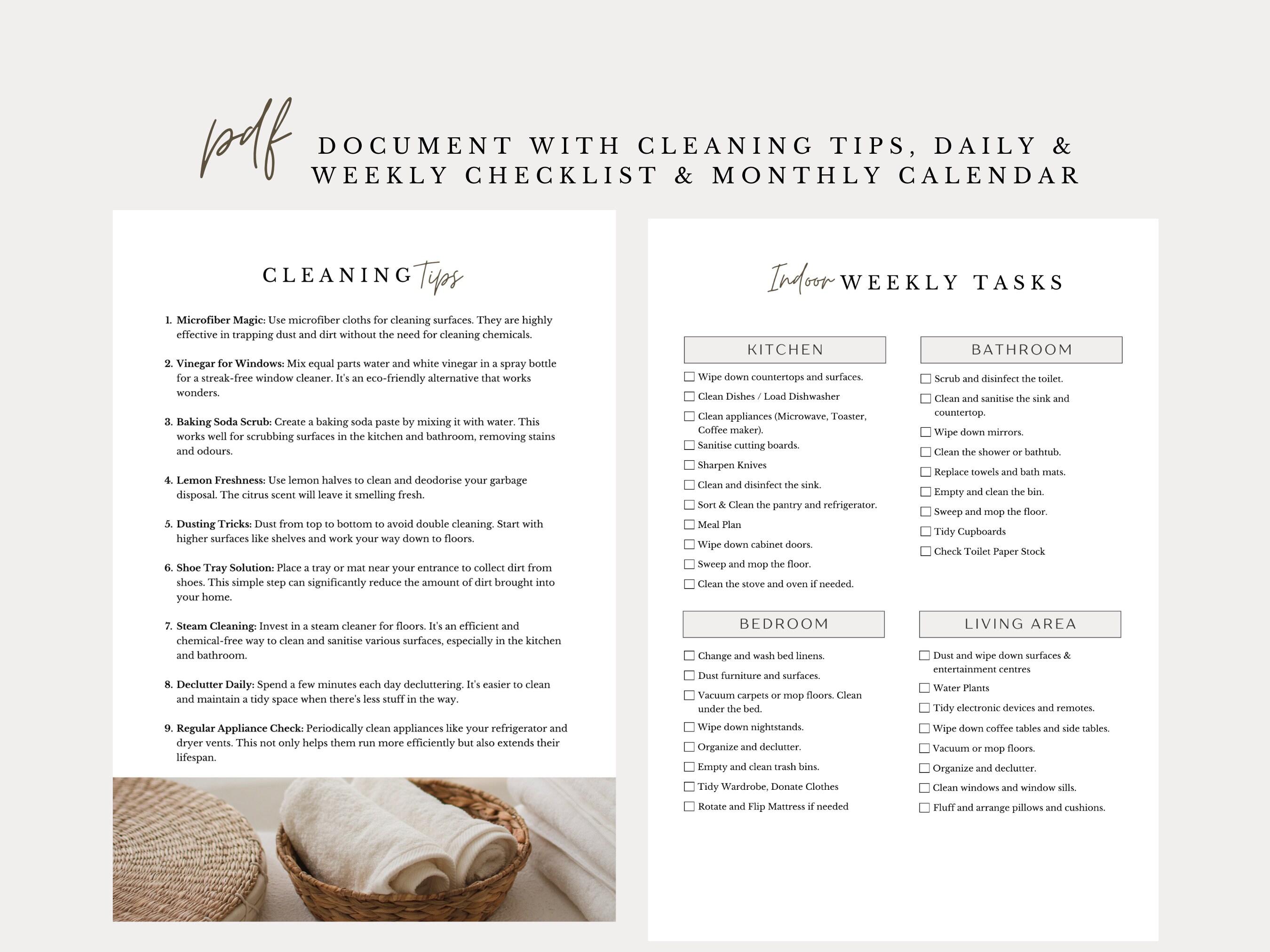 Cleaning Checklist With Cleaning Guide and Cleaning Planner With ...