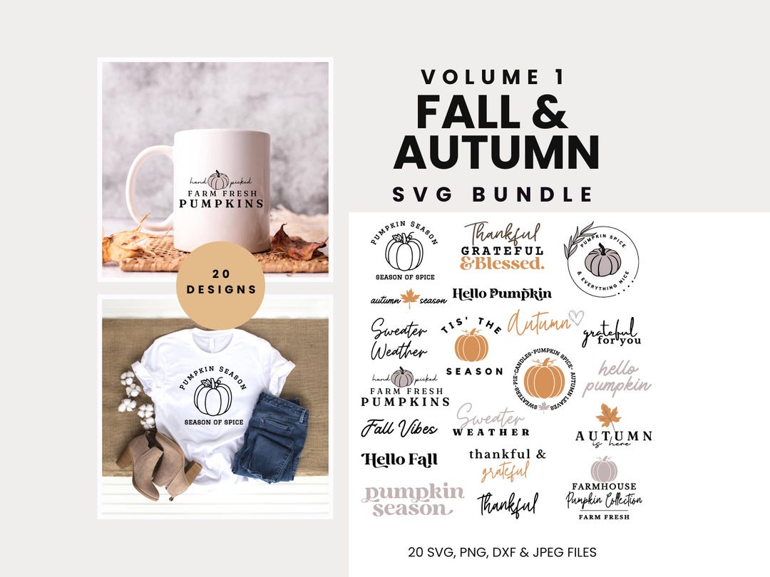 Autumn SVG Bundle, Fall SVG Bundle, Farm Fresh Pumpkins, Hello Autumn ...