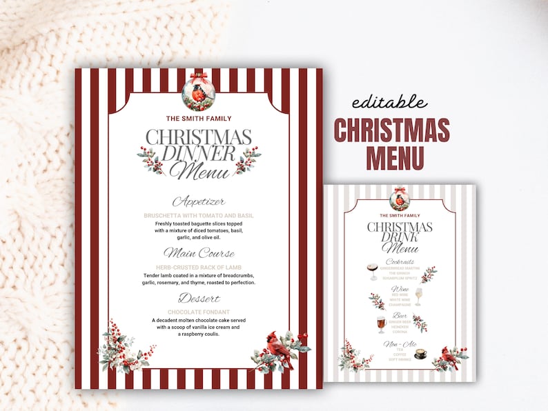 Christmas Menu Template | Editable Christmas Menu | Menu | Christmas ...