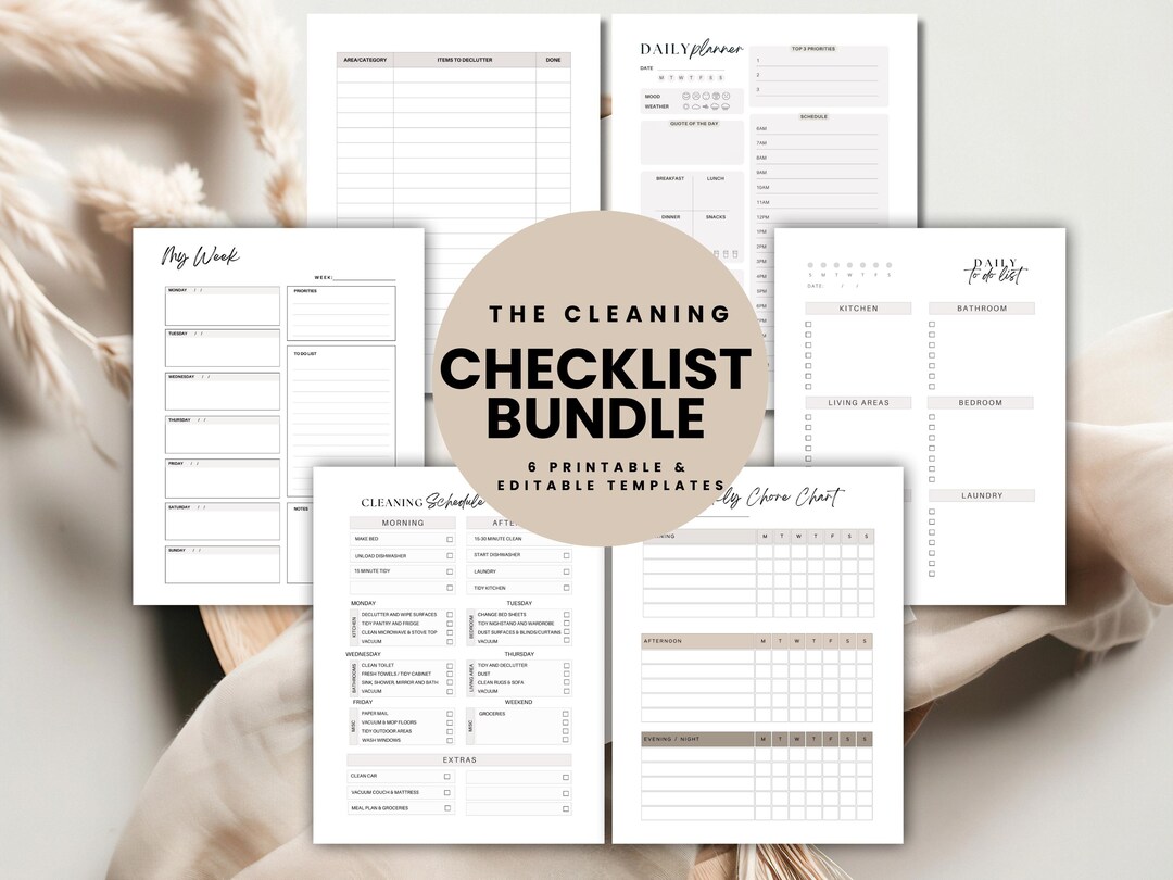 Home Organisation Checklist & Planner Bundle, Cleaning Checklist ...