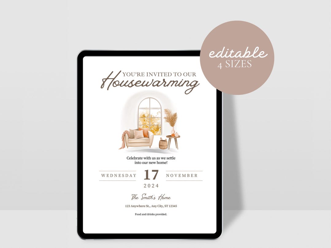 Housewarming Invite, Editable House Invite, Moving House Invite, Canva ...