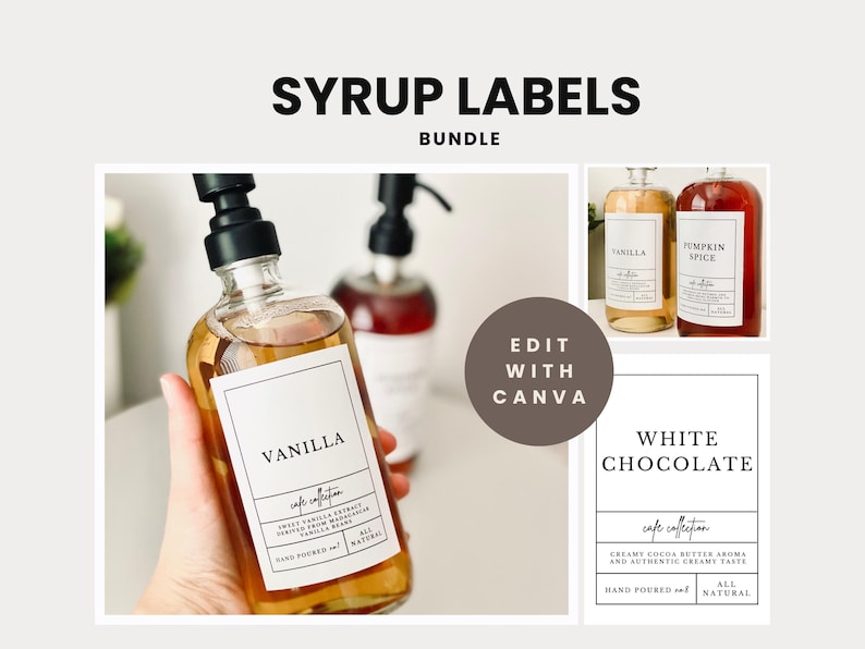 Syrup Labels for Your Coffee Bar Decor, Pumpkin Spice Label, Minimalist ...