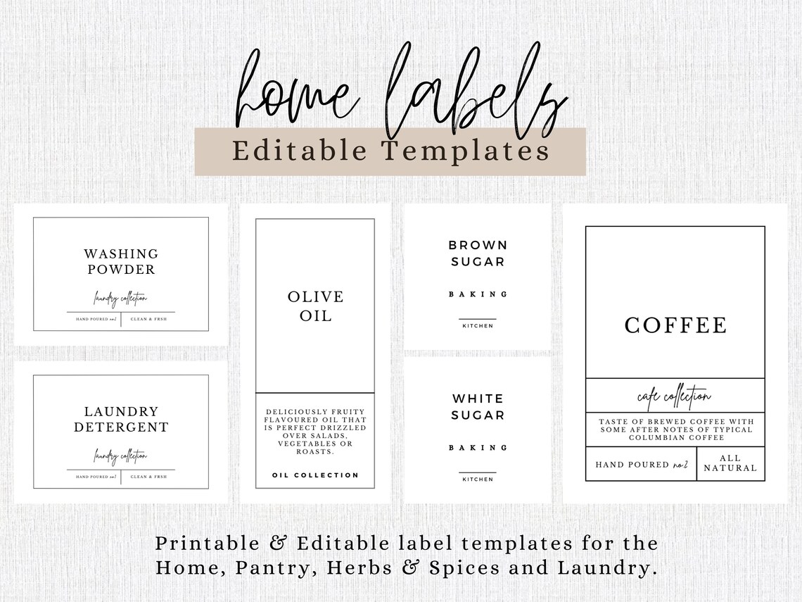 Home Labels Template, Syrup Labels, Herb and Spice Labels, Laundry ...