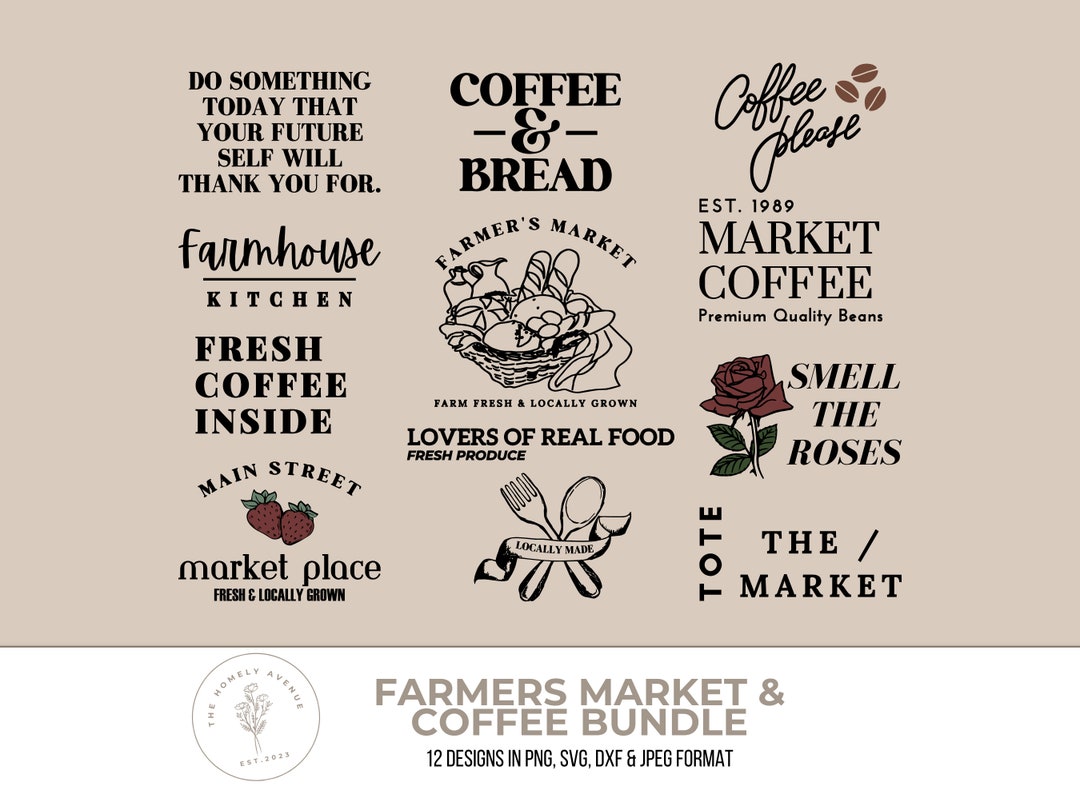 Farmers Market Svg Files, Svg Cut File Bundle, Local Produce, Shop ...