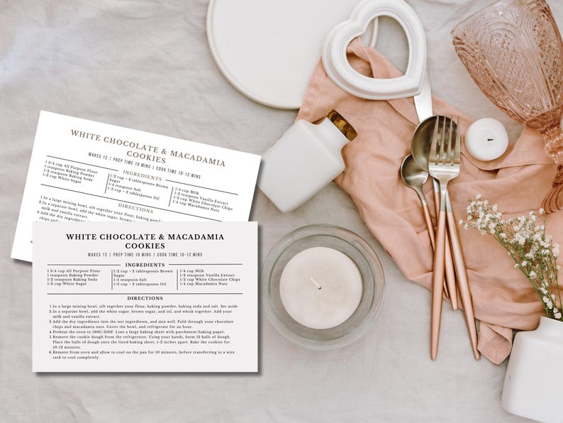 Recipe Card Template, Editable Recipe Cards, 4x6 Recipe Cards Template, Recipes, Minimal Recipe ...