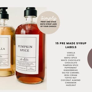 Syrup Labels for Your Coffee Bar Decor, Pumpkin Spice Label, Minimalist ...