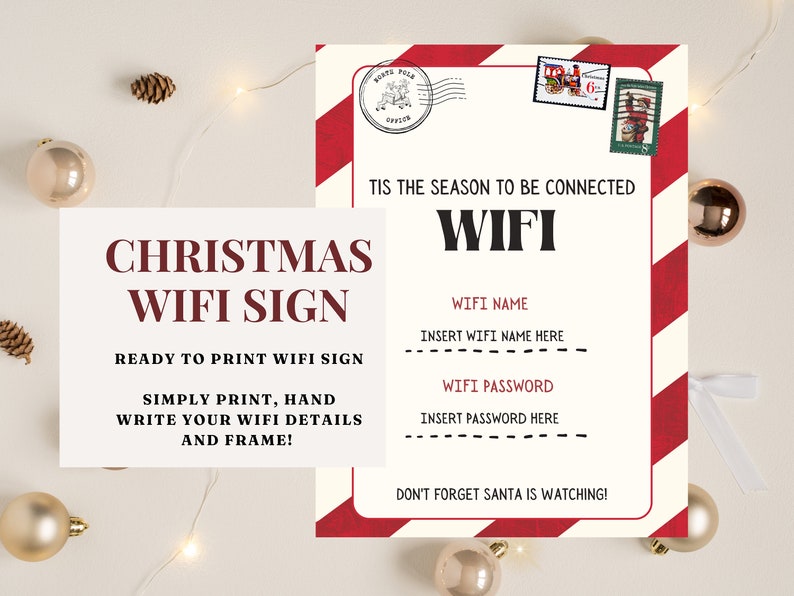 Christmas Wifi Sign, Wifi Password Sign, Custom Wifi Sign, Internet ...