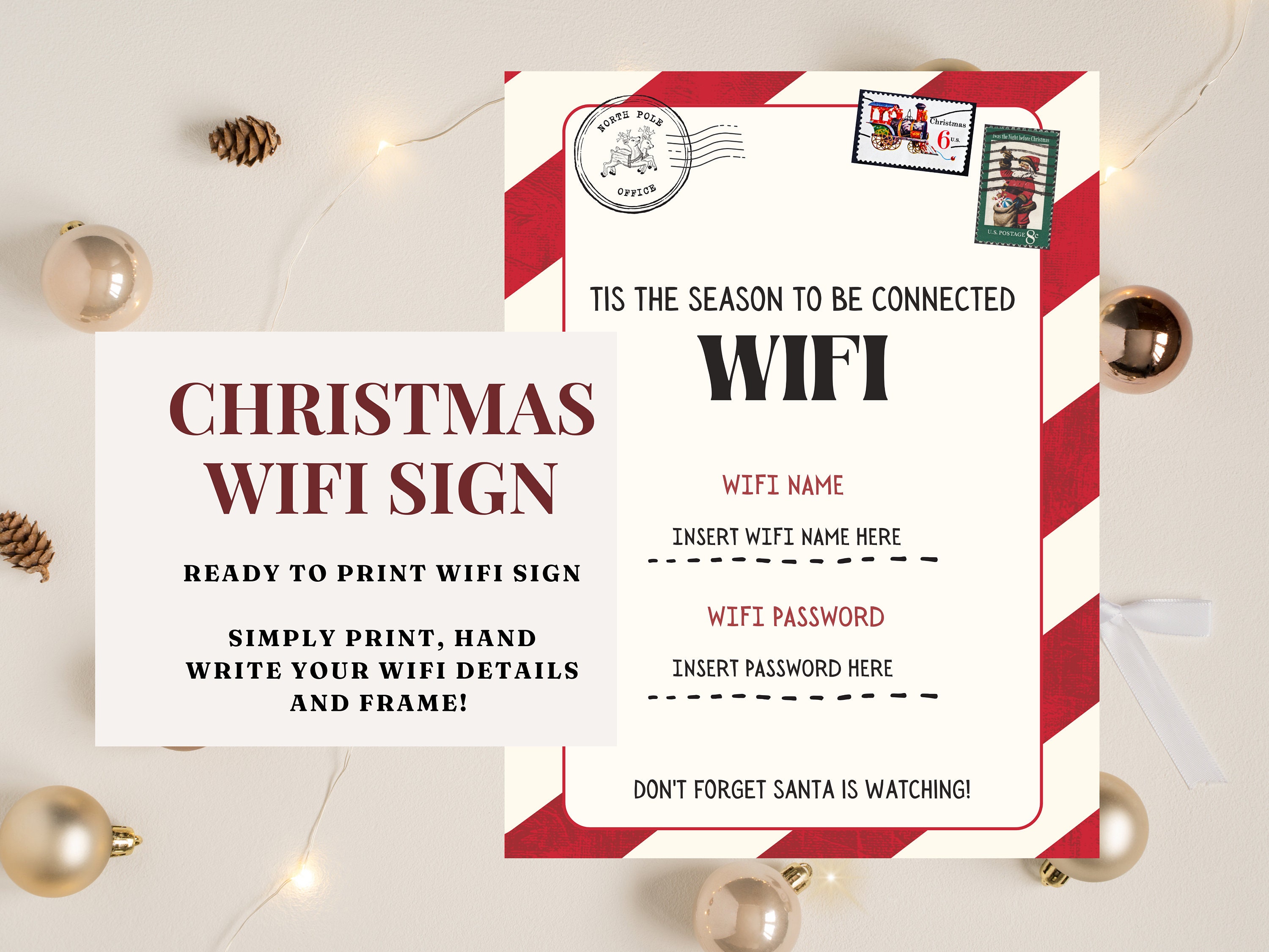 Christmas Wifi Sign, Wifi Password Sign, Custom Wifi Sign, Internet ...