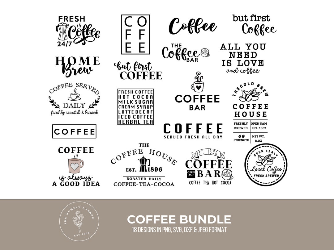 Coffee Bundle, Coffee Bar SVG, Coffee Bar Decor, Coffee Bar Bundle, SVG ...