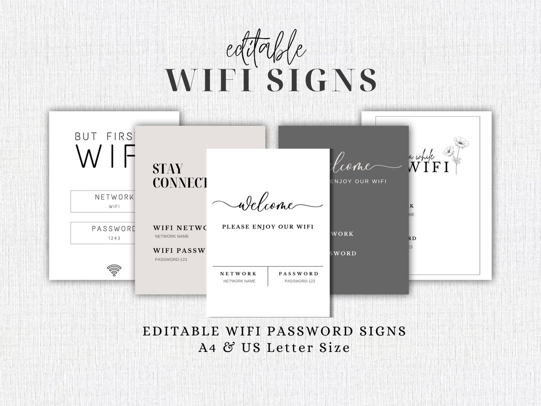 Wifi Sign, Wifi Password Printable, Wifi Airbnb Sign, Custom Wifi ...