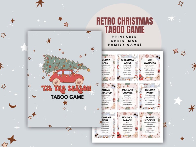 Retro Christmas Taboo Game | Holiday Games | Printable Christmas Games ...