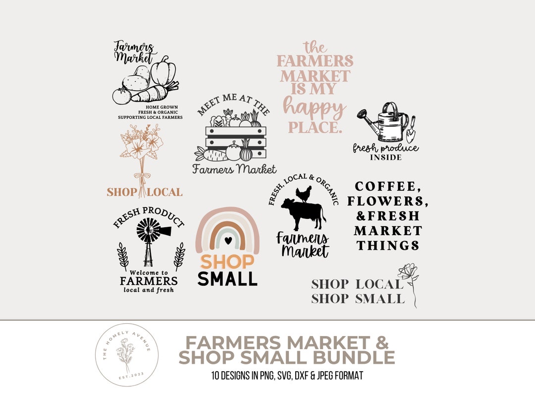 Farmers Market SVG for Cricut, Shop Local Shop Small, Fresh Produce ...