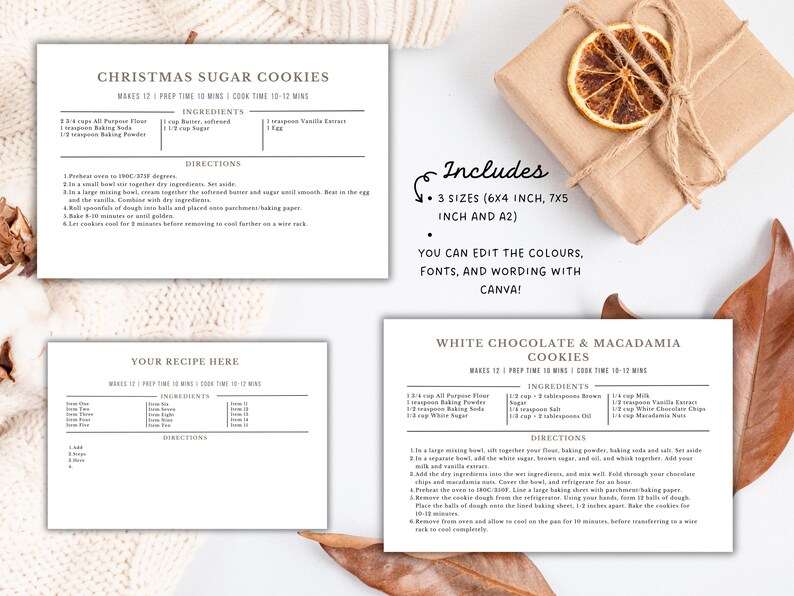 Recipe Card Template, Editable Recipe Cards, 4x6 Recipe Cards Template ...