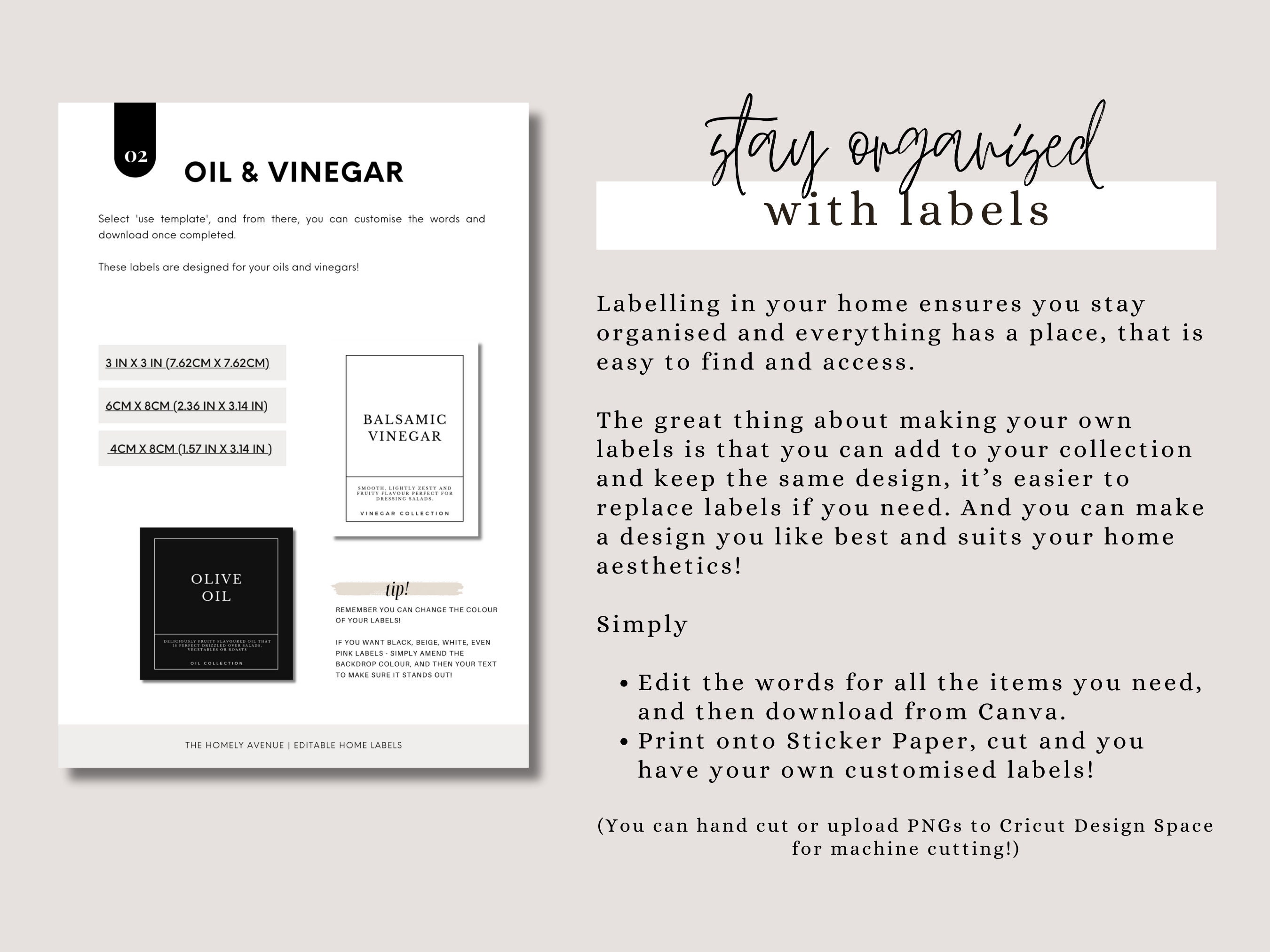 Oil & Vinegar Labels Template, Oil Labels, Vinegar Labels, Editable ...
