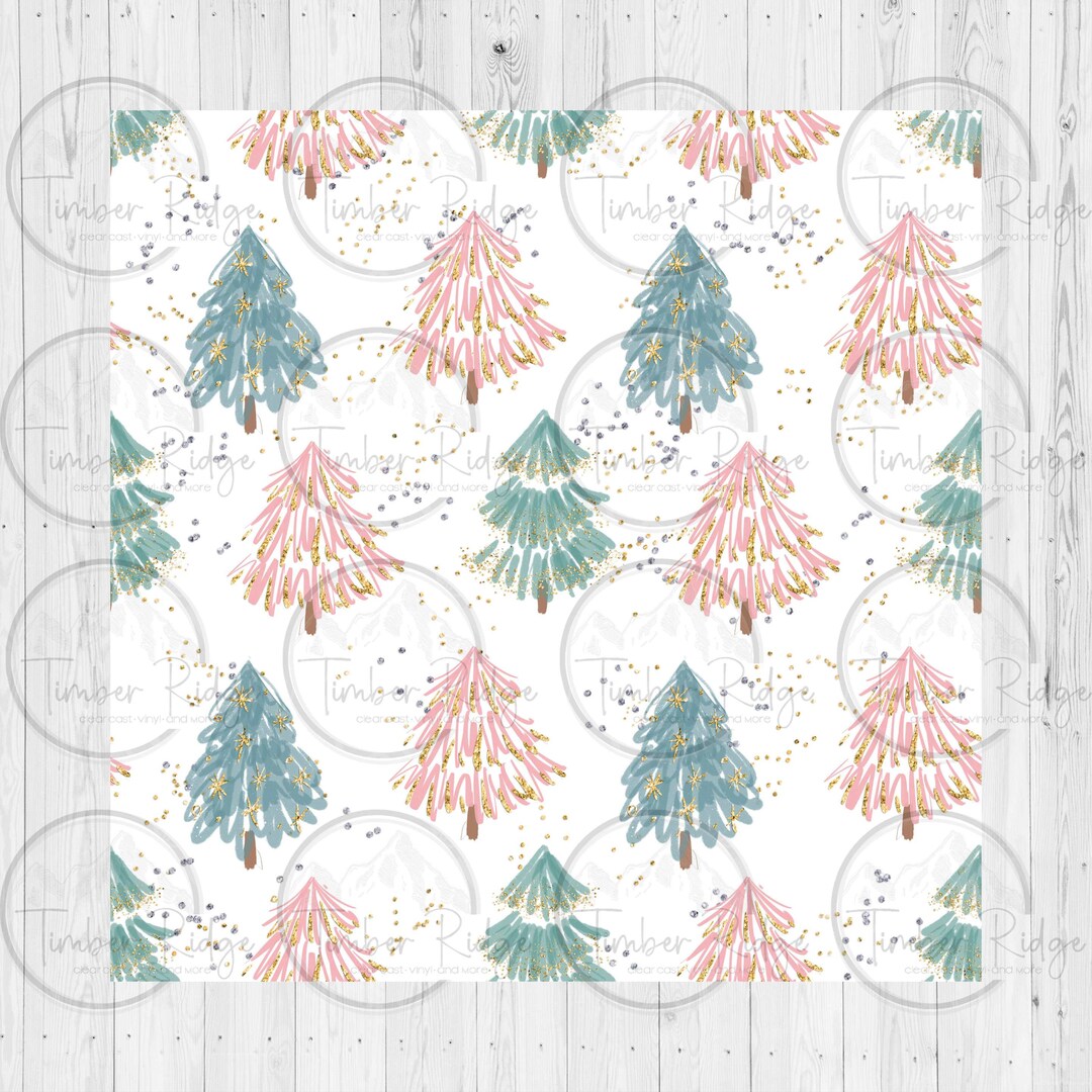 Printed Vinyl , Pastel Christmas Trees , Christmas Print Pattern ...