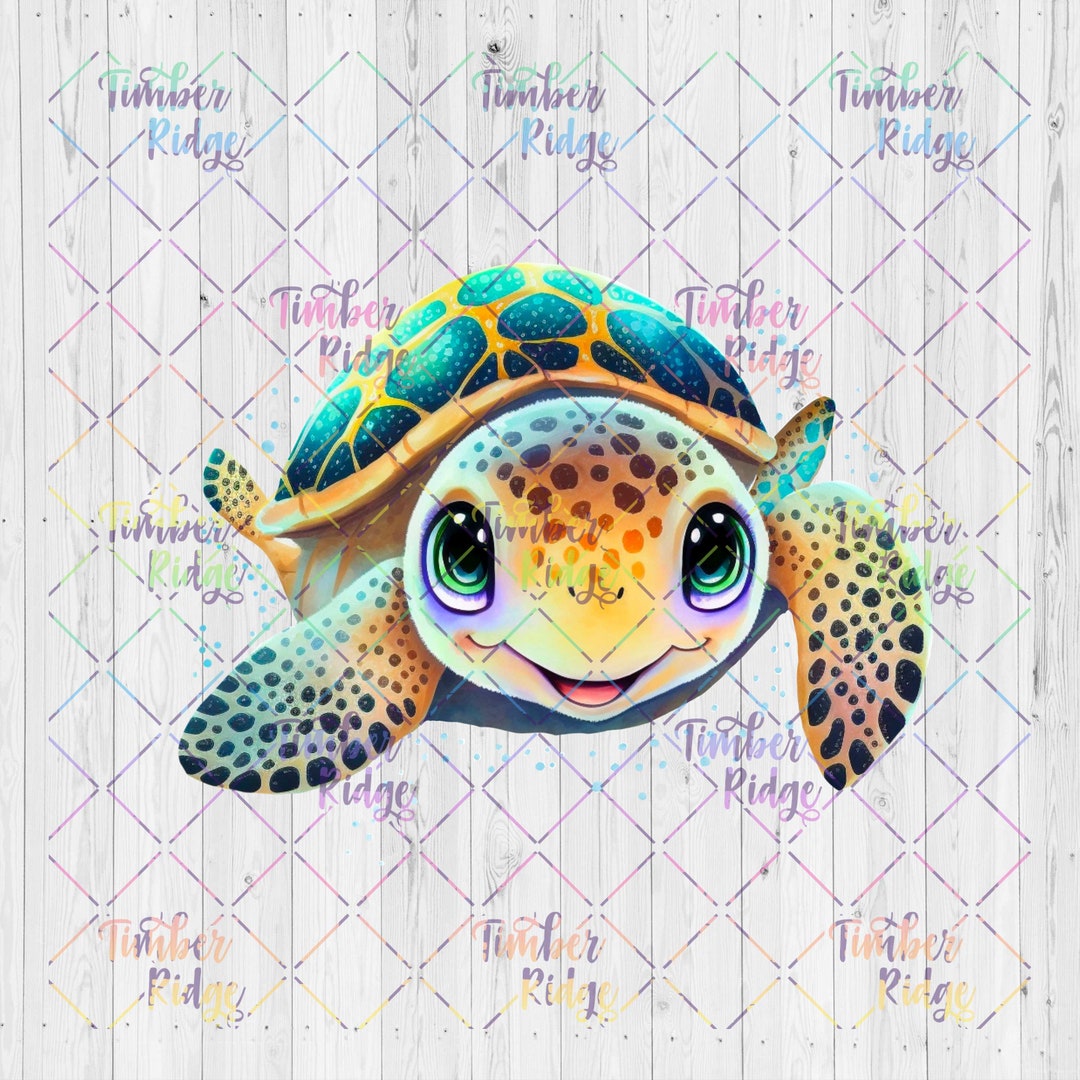 UV DTF Cute Turtle Decal | Tumbler Decal | Glass Can Decal - Etsy