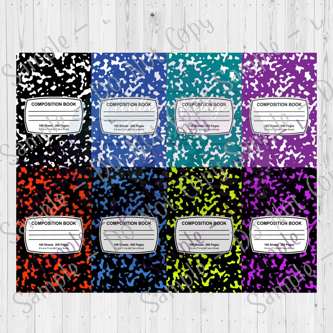 Composition Notebook Pen Wraps Printed Clear Cast or White Cast Pen ...