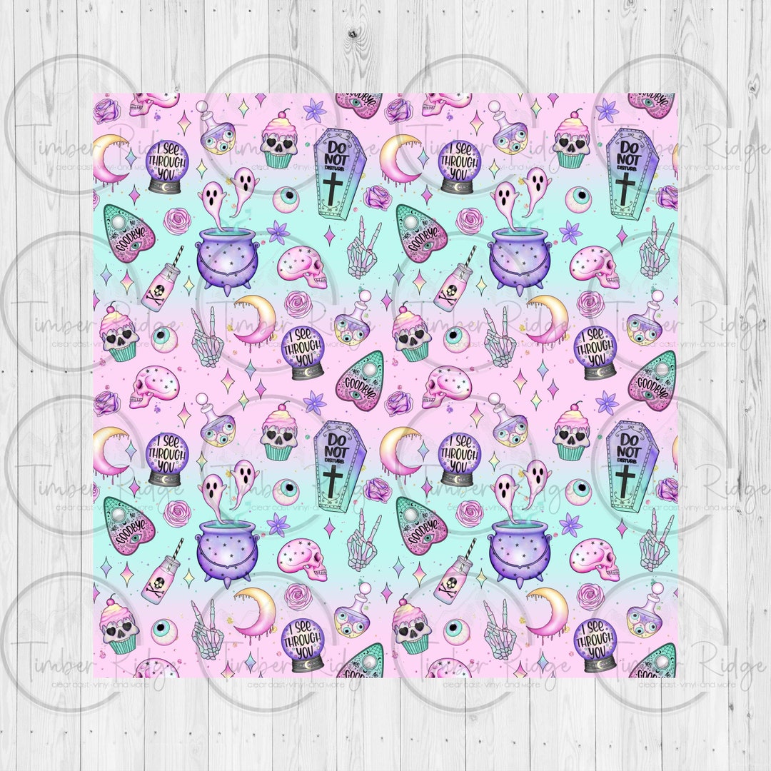 Printed Vinyl , V62 Pastel Pretty Spooky Vinyl , Spooky Print Pattern ...