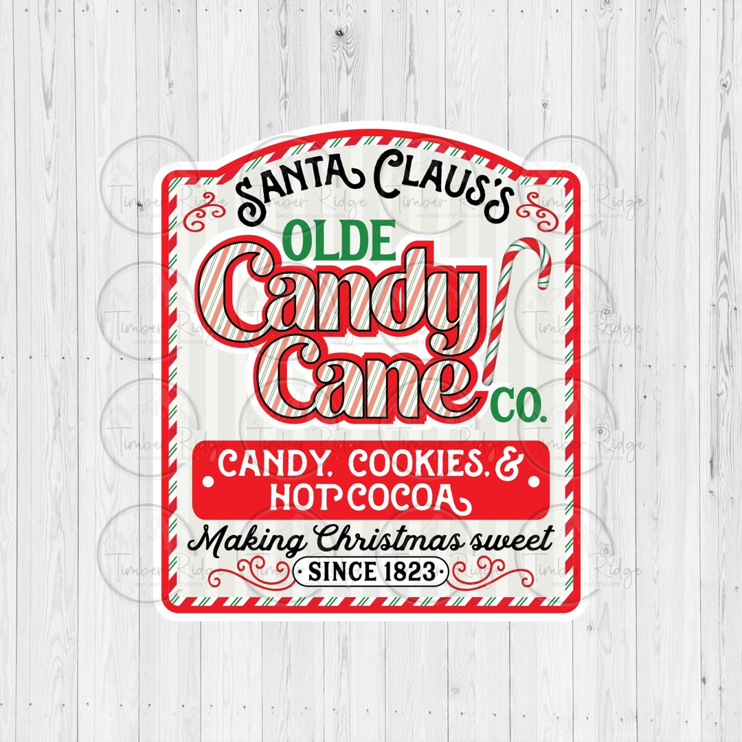 Olde Candy Cane Tumbler Decal , Candy Cane Sticker Decal , Clear Cast ...