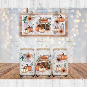 UV DTF Glass Can Wrap , Fall Can Wrap, Glass Tumbler Wrap , 16oz ...