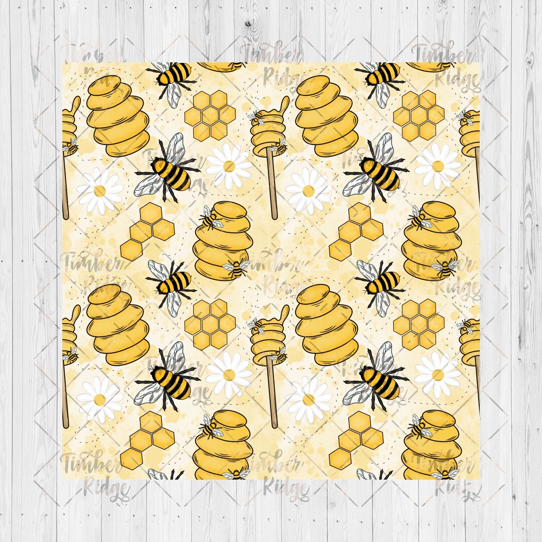 Printed Vinyl Clear Cast Sheet Bees and Honey Seamless Vinyl Rrozelles ...