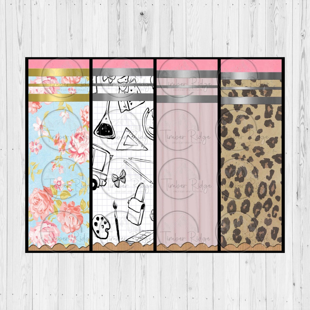 Pencil Printed Pen Wraps Clear Cast Pen Wraps Vinyl Pen Wraps Epoxy Pen ...