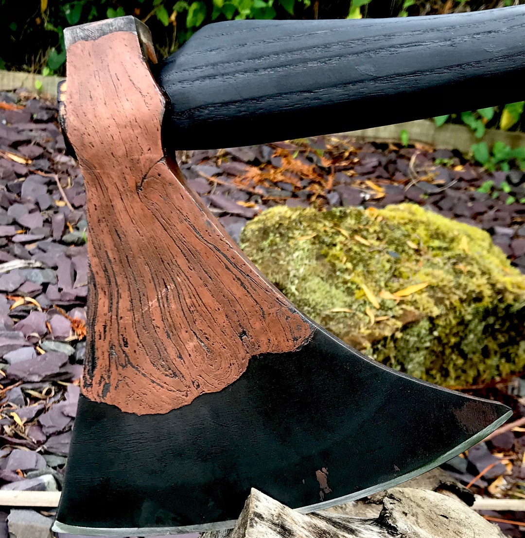 Wrought Iron Bearded Axe With Copper Etched Finish READ DESCRIPTION - Etsy