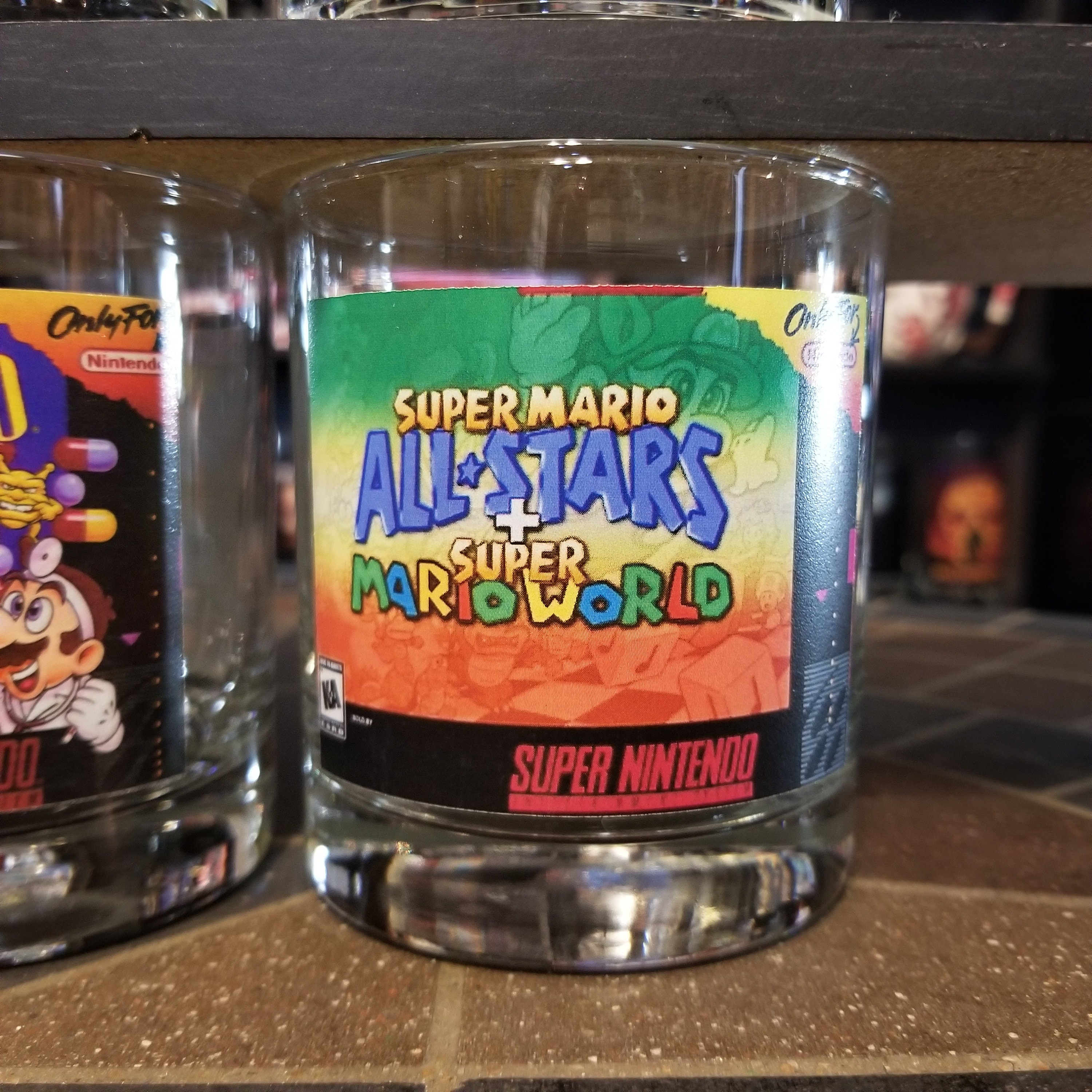 Super Mario 1 6 Nintendo SNES Box Art Custom Whiskey Glasses - Etsy