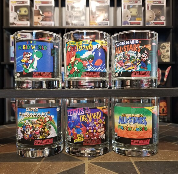 Super Mario 1 6 Nintendo SNES Box Art Custom Whiskey Glasses | Etsy