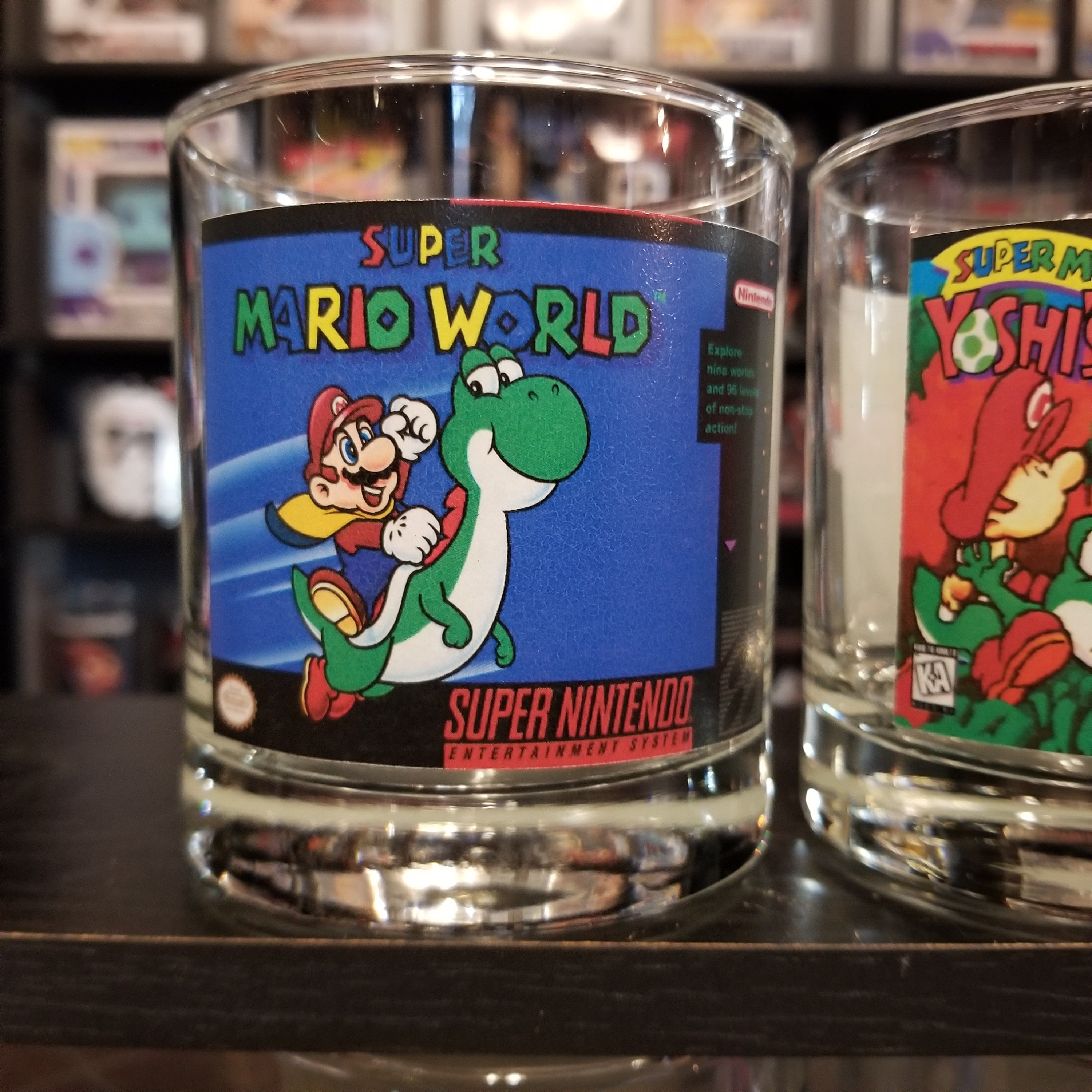 Super Mario 1 6 Nintendo SNES Box Art Custom Whiskey Glasses - Etsy