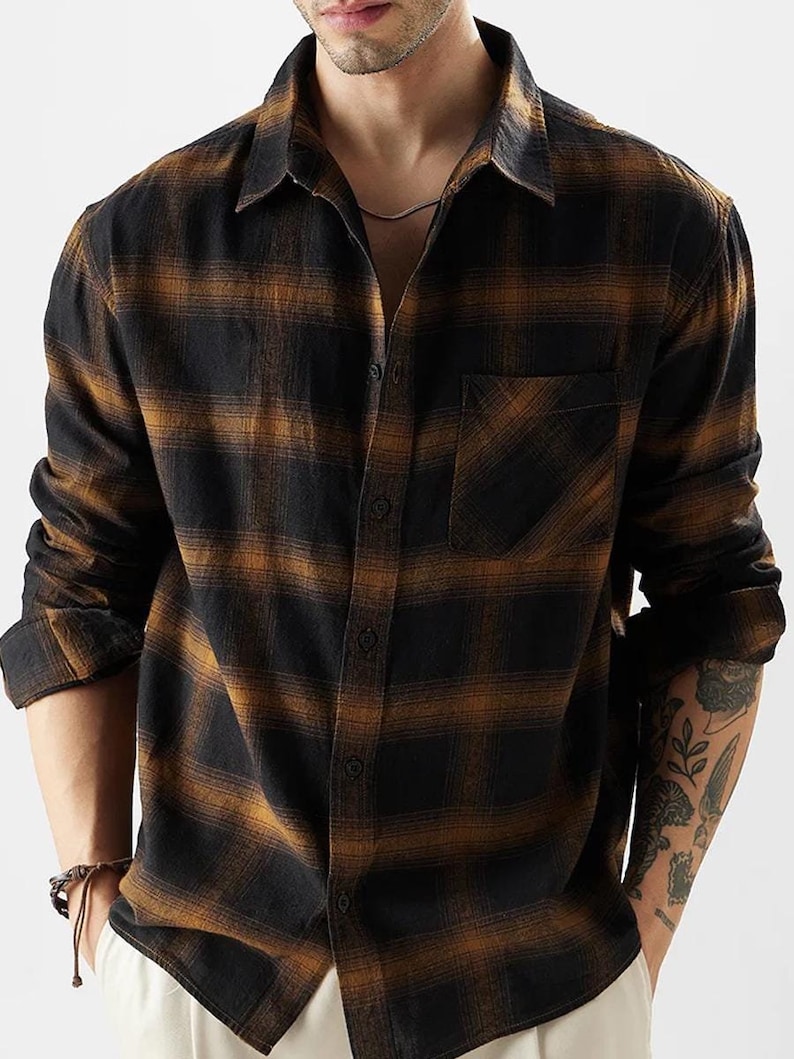 Handmade Plaid Flannel Men's Shirt, Flannel Over Shirt for Men, Button ...